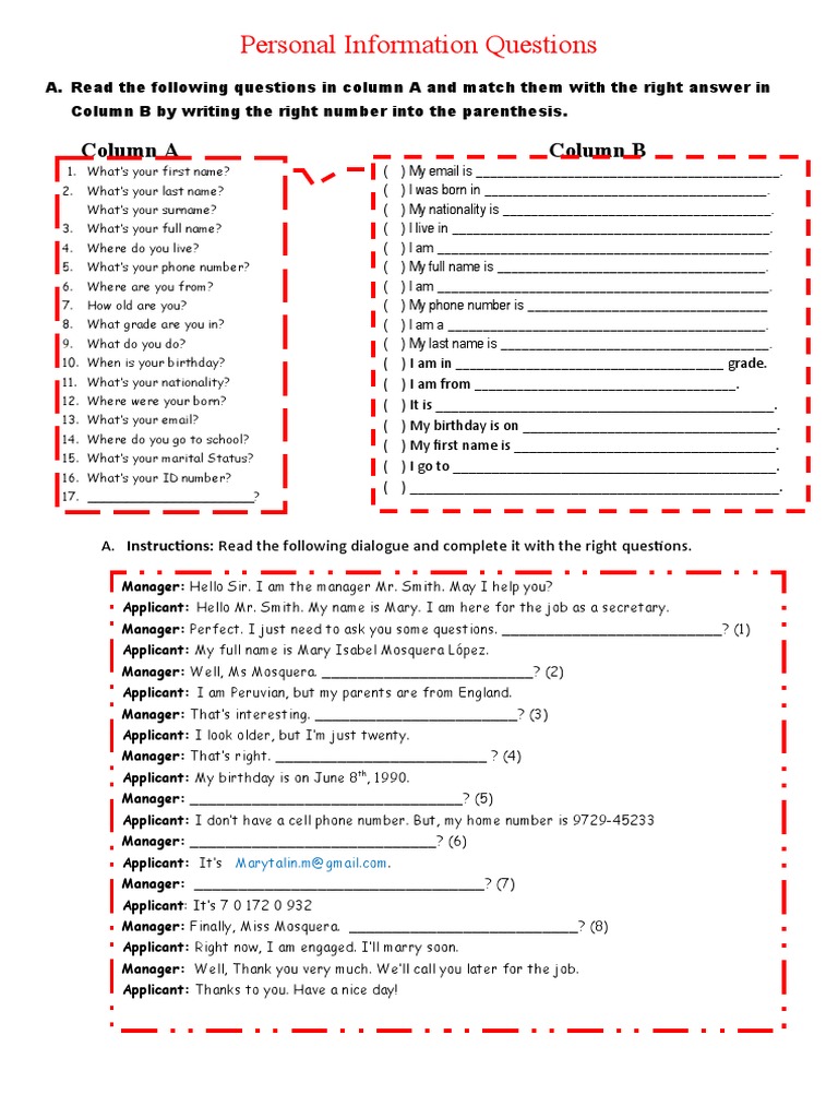 Personal Information Questionnaire Guide | PDF