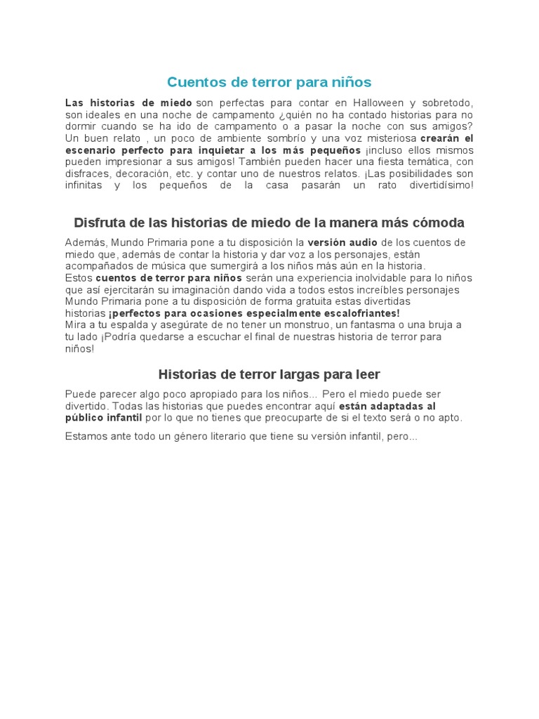 Cuentos de Terror para Niños | PDF
