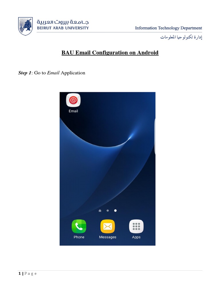 BAU Email Configuration On Android | PDF