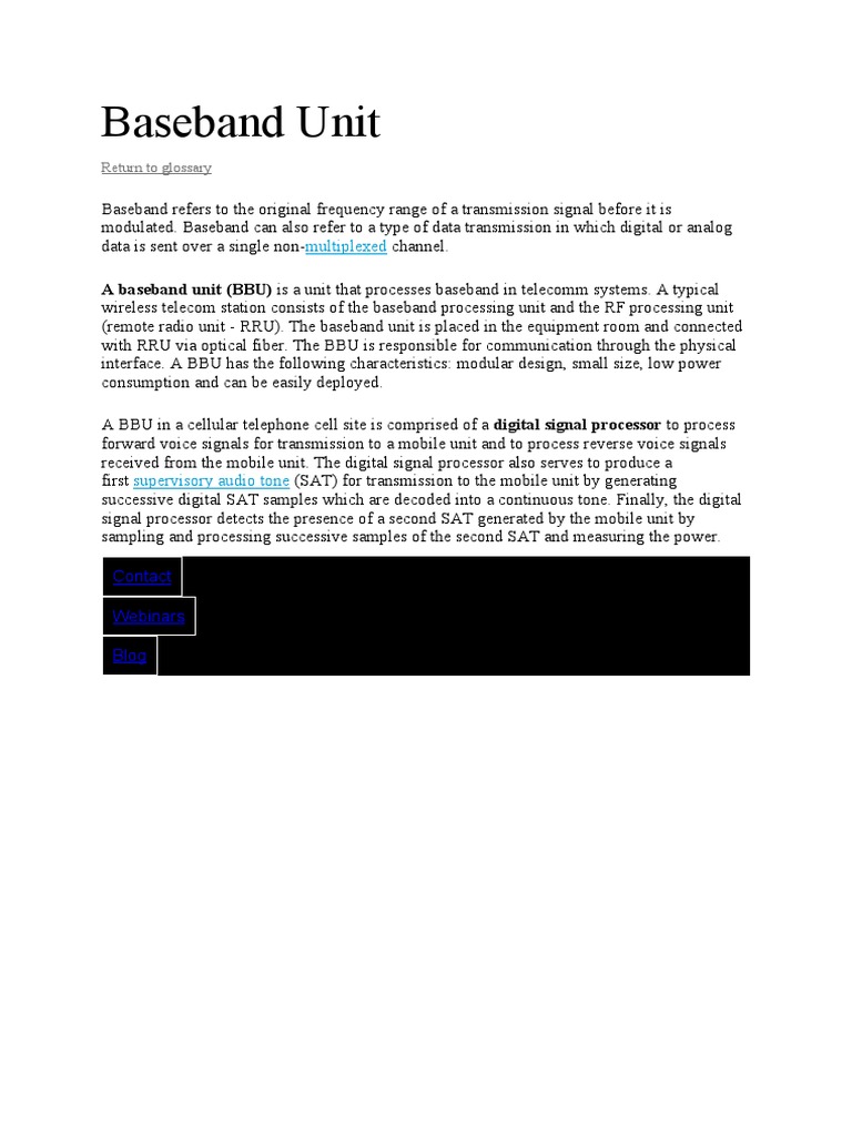Understanding Baseband Units in Telecom | PDF | Computers | Technology ...