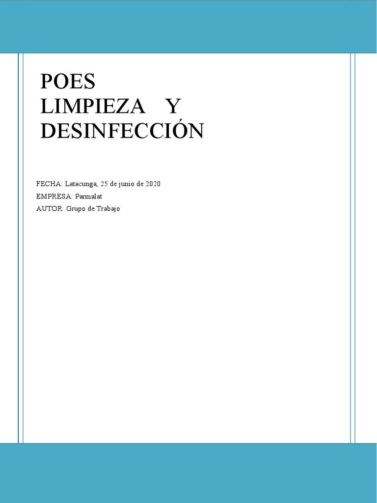 Poes Limpieza y Desinfeccion | PDF | Detergente | Agua