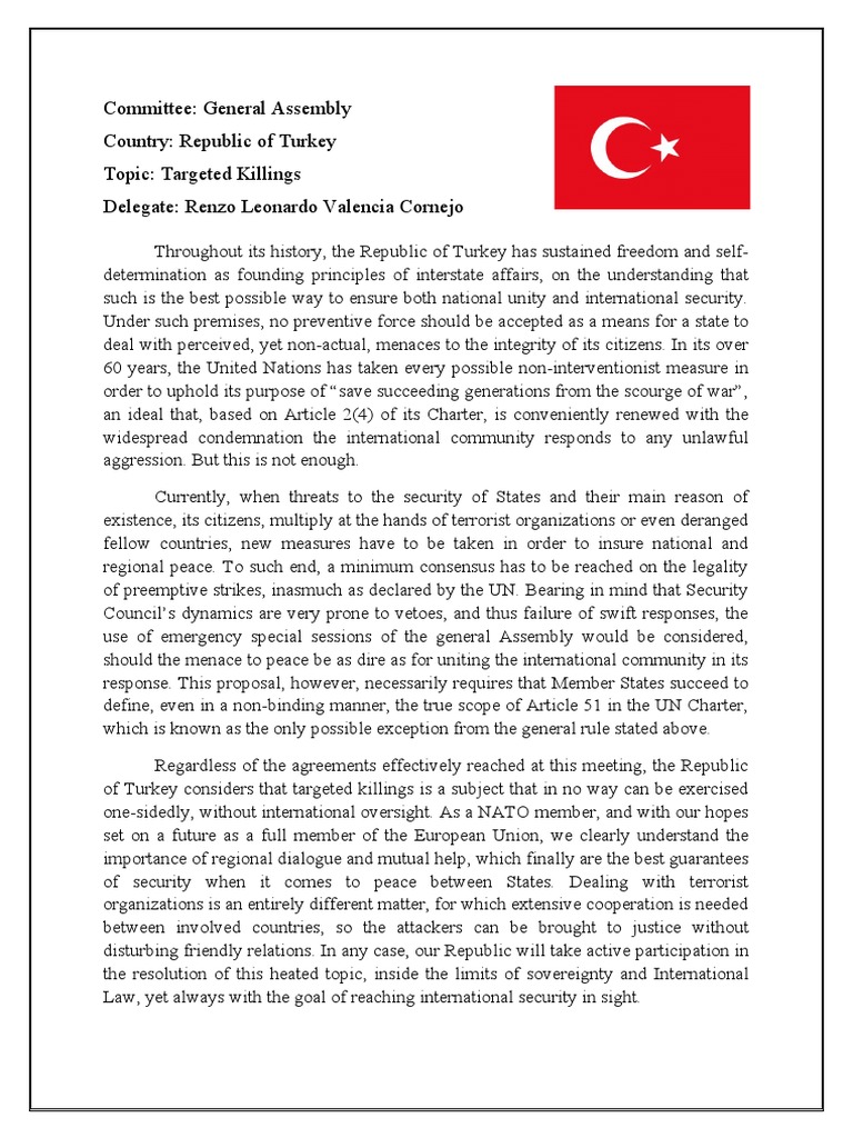 Turkey's Stance on Targeted Killings | PDF | United Nations General ...