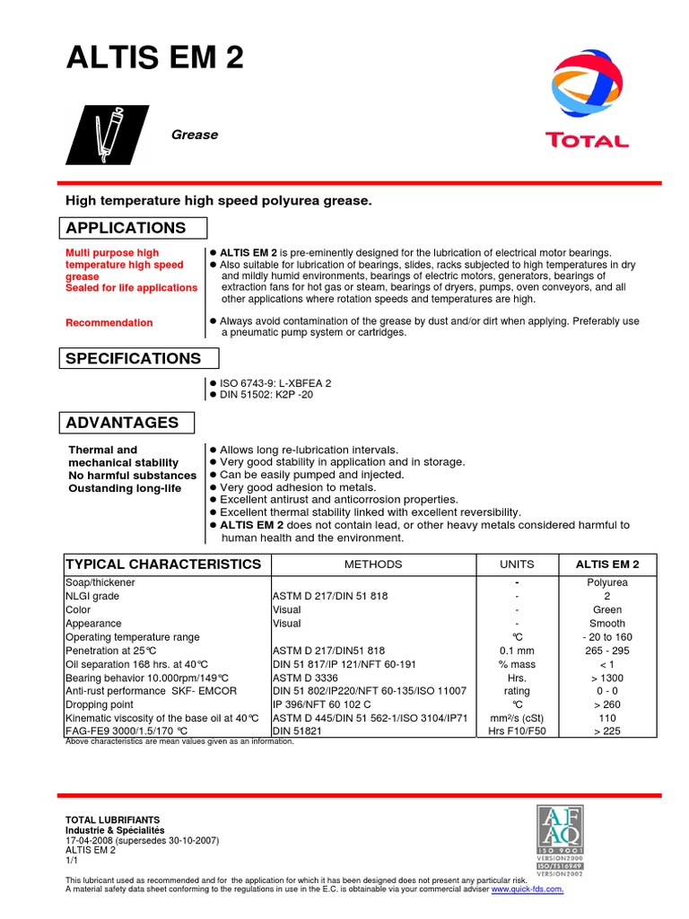 Altis em 2 | PDF | Bearing (Mechanical) | Lubricant
