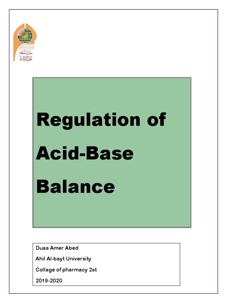 Regulation of Acid-Base Balance | PDF | Cellular Respiration ...
