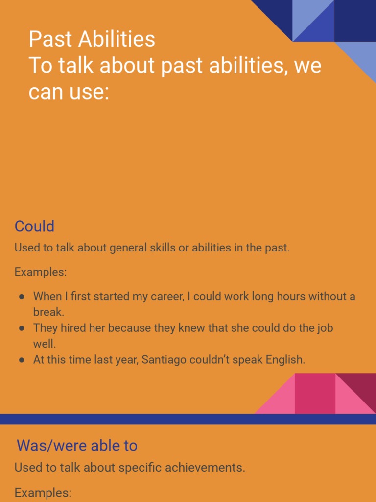 Past Abilities To Talk About Past Abilities, We Can Use | PDF