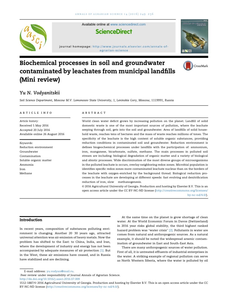 Biochemical Processes in Soil and Groundwater Contaminate - 2016 ...