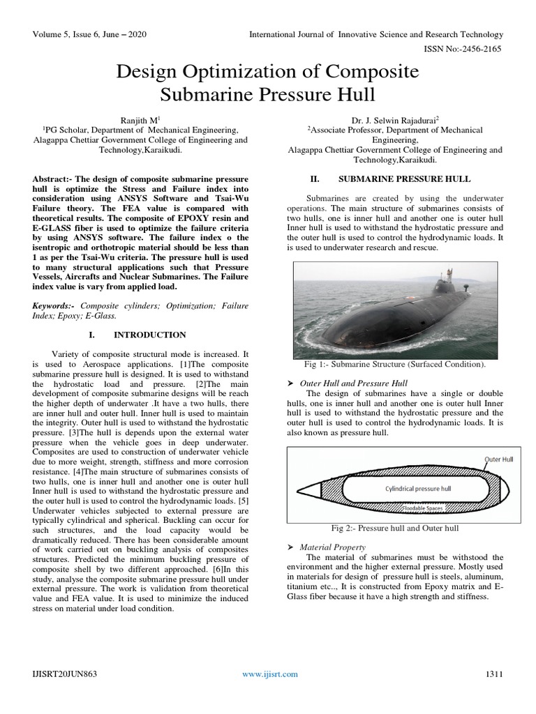 Design Optimization of Composite Submarine Pressure Hull | PDF ...