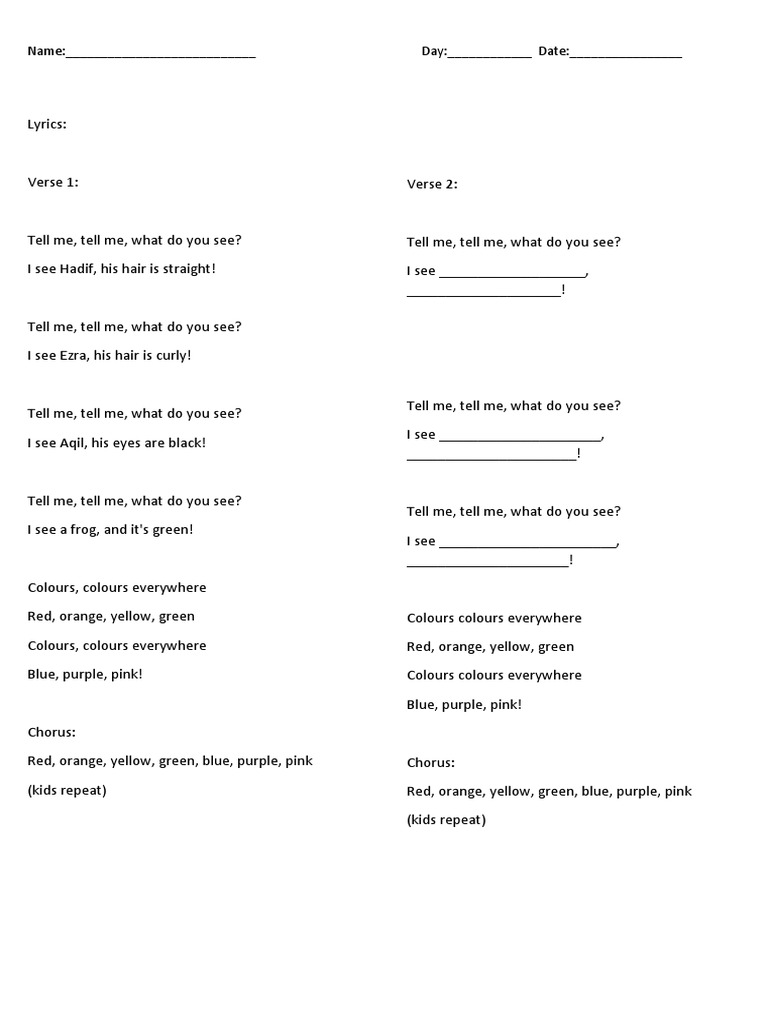 Name: - Day: - Date | PDF | Language Arts & Discipline
