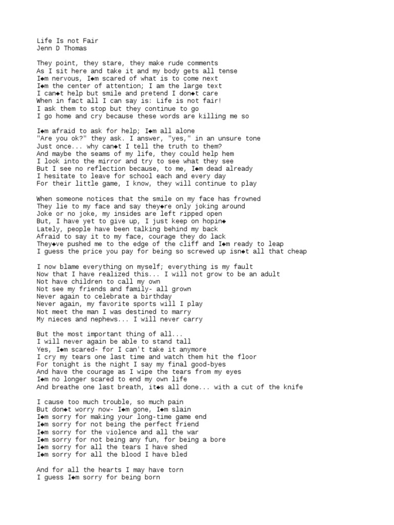 Poem - Life Is Not Fair | PDF