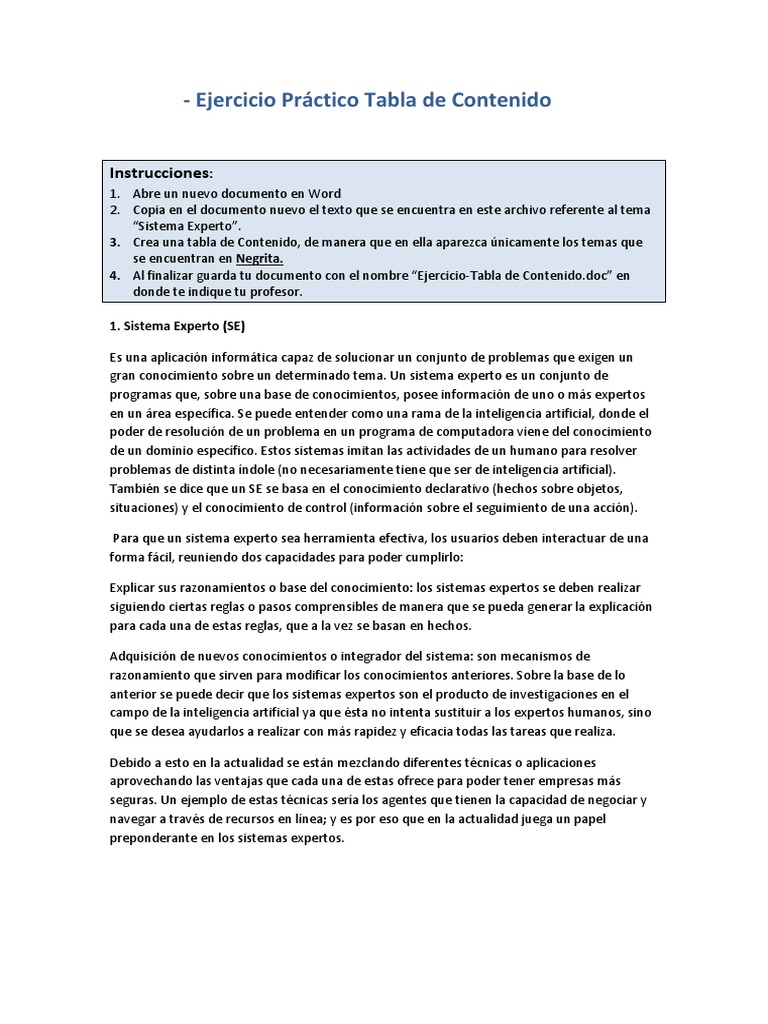Ejercicio Tabla de Contenido 5o. Baco | PDF | Simulación | Ciencia ...