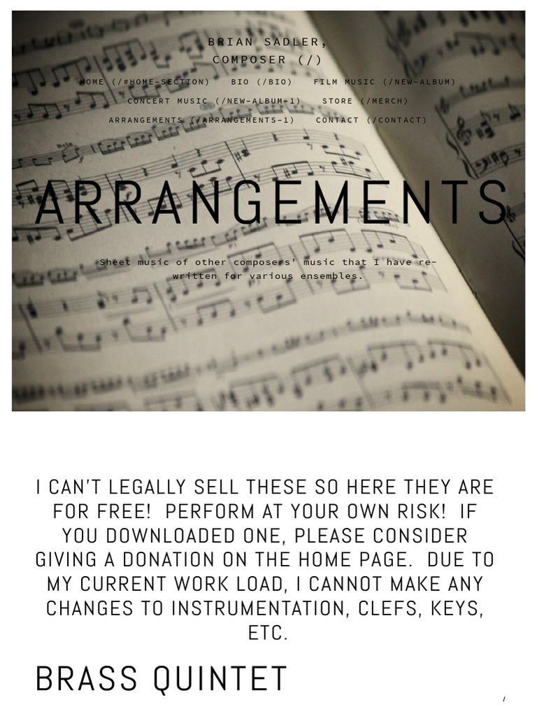 Arrangements - Brian Sadler, Composer PDF | PDF | Performing Arts ...