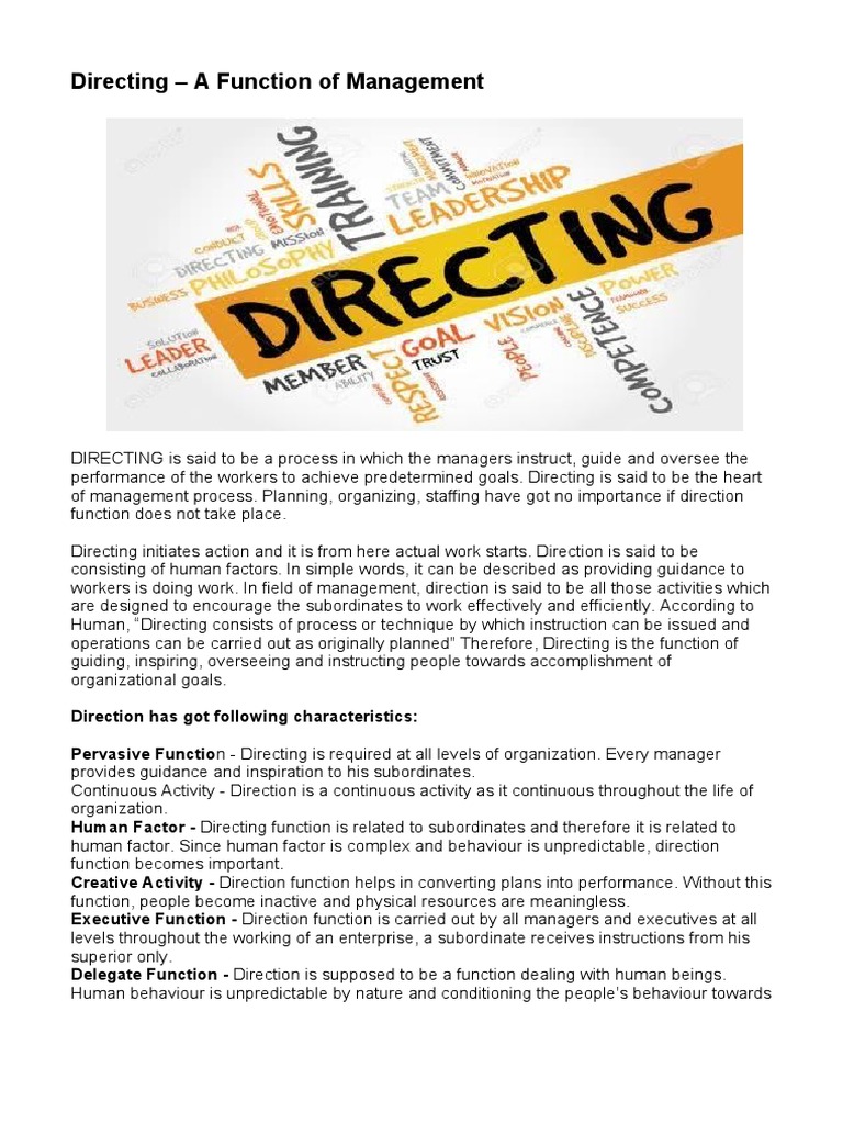 Directing - A Function of Management | PDF | Motivation | Motivational