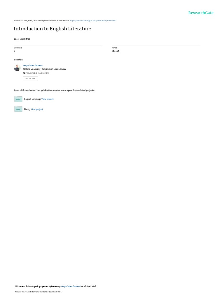 Introduction To English Literature: April 2018 | PDF