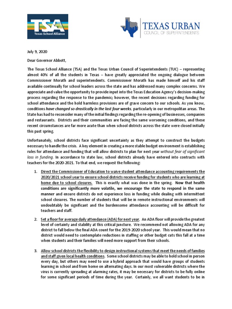 TSA Letter | PDF | Texas | Schools