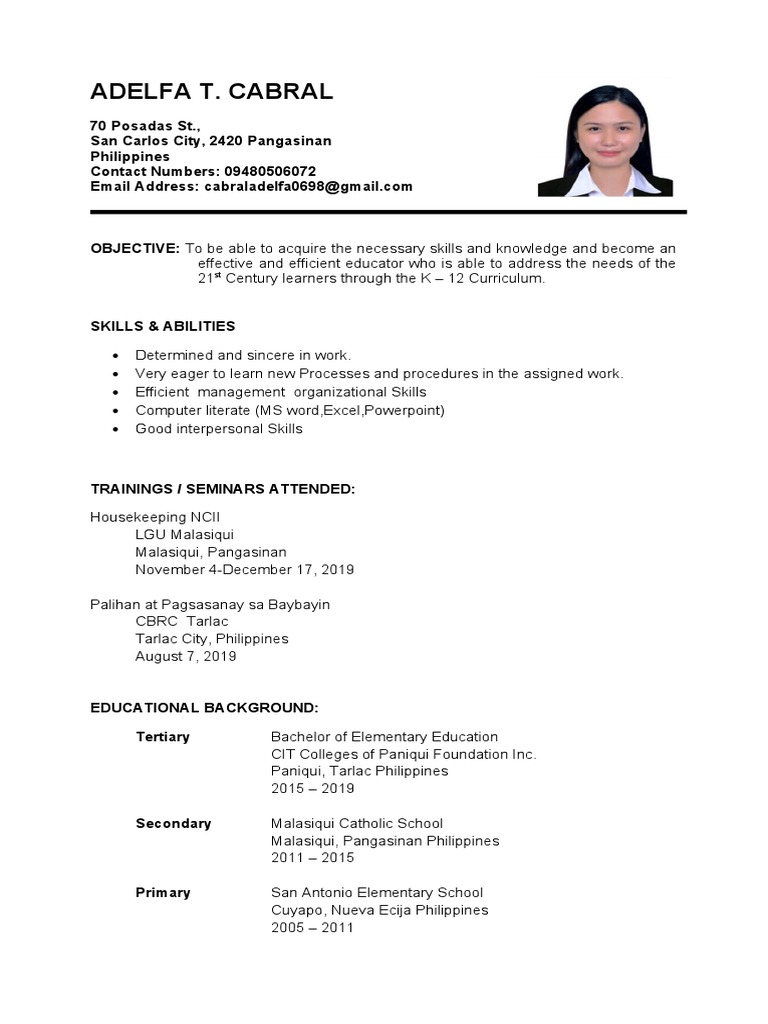 Adelfa Final Resume | PDF | Social Science | Wellness