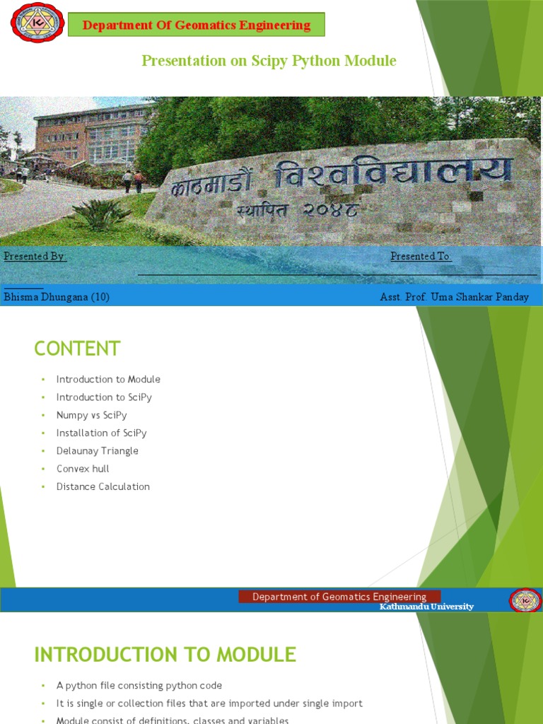 Presentation On Scipy Python Module | PDF | Geomatics | Python (Programming Language)