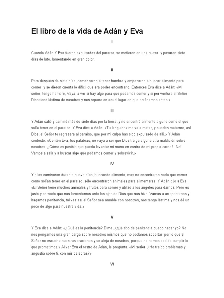 El Libro de La Vida de Adan y Eva | Descargar gratis PDF | Adán y Eva ...