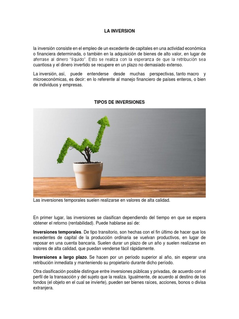 Tipos de Inversiones | PDF | Compartir (Finanzas) | Inversiones
