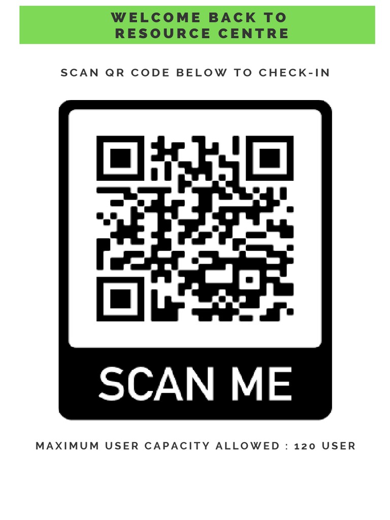 Scan QR Code Below To Check-In: Welcome Back To Resource Centre | PDF