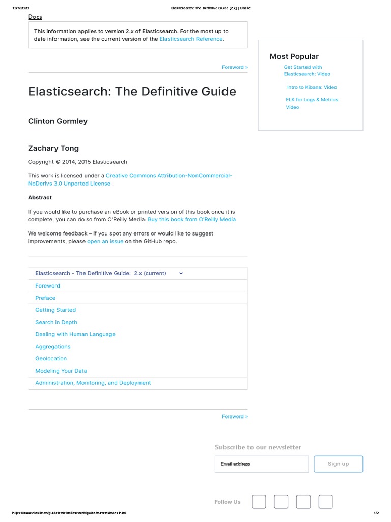 Elasticsearch - The Definitive Guide (2.x) - Elastic | PDF | Intellectual Works | Information ...