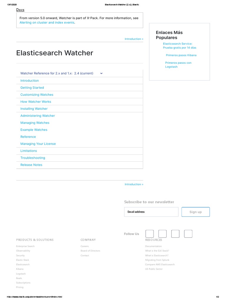 Elasticsearch Watcher (2.4) - Elastic PDF | PDF | Computing | Software