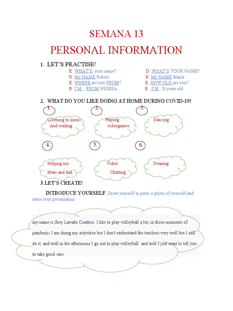 Personal Introduction and Activities Guide | PDF