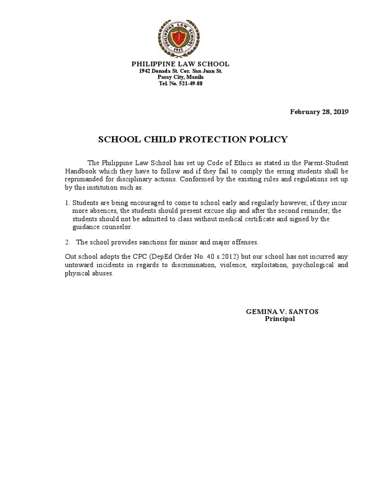 School Child Protection Policy | Download Free PDF | Curriculum | Teachers