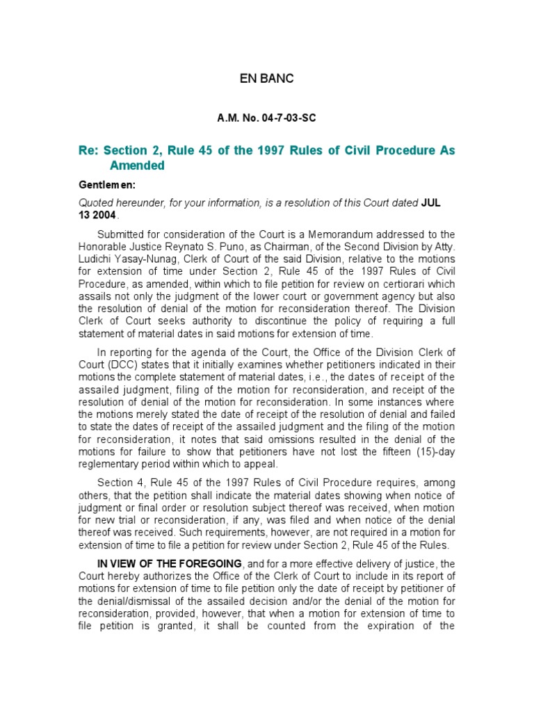 A.M. No. 04-7-03-SC - Section 2, Rule 45 of The 1997 Rules of Civil ...