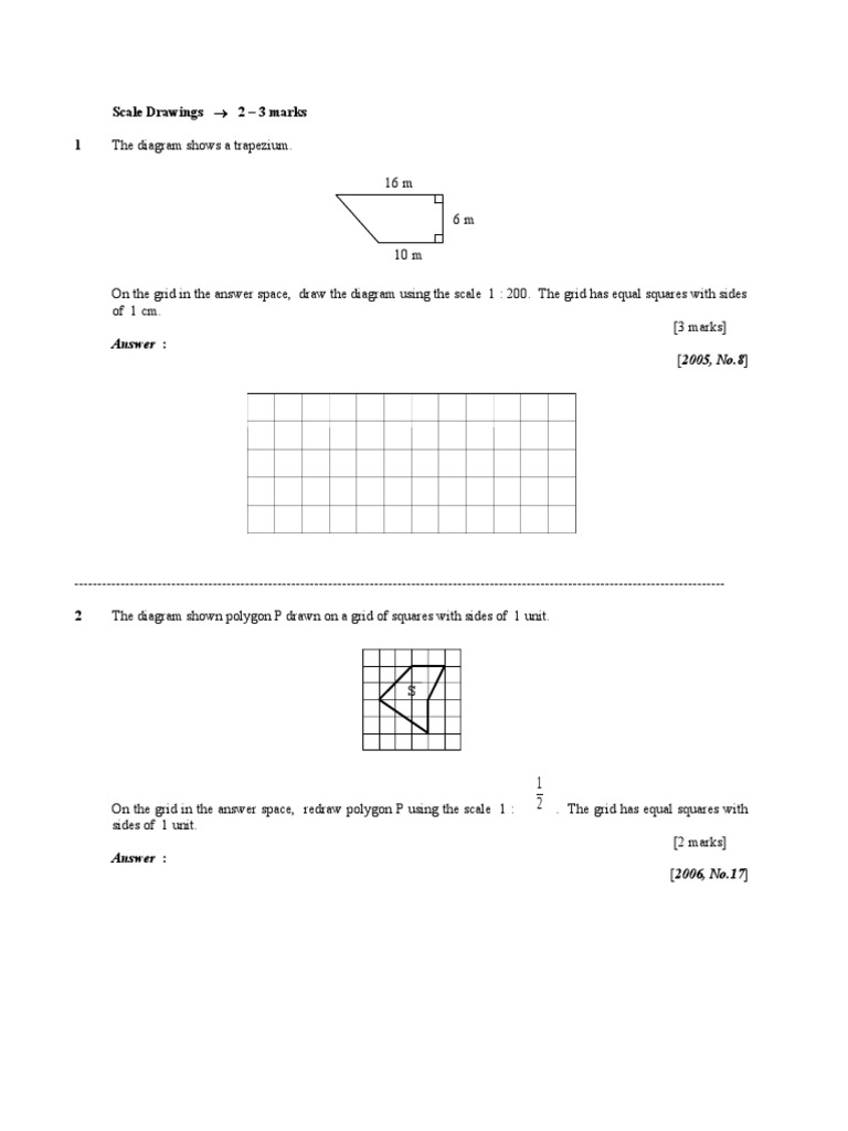 Mathematics Scale Drawings Subjective | PDF