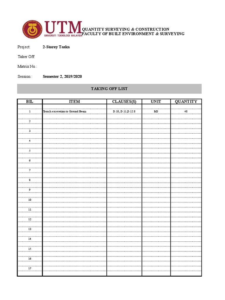 Project 1 Measurement Template (ZS) | PDF | Length | Civil Engineering