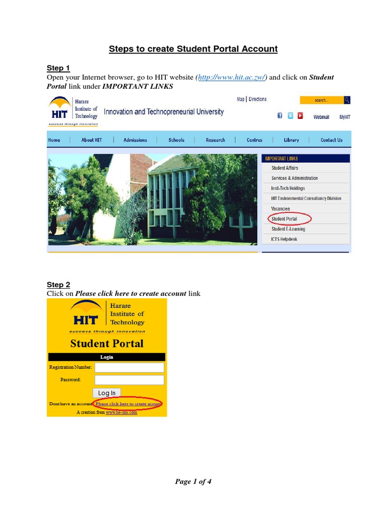 Create your HIT Student Portal account in 9 easy steps | PDF