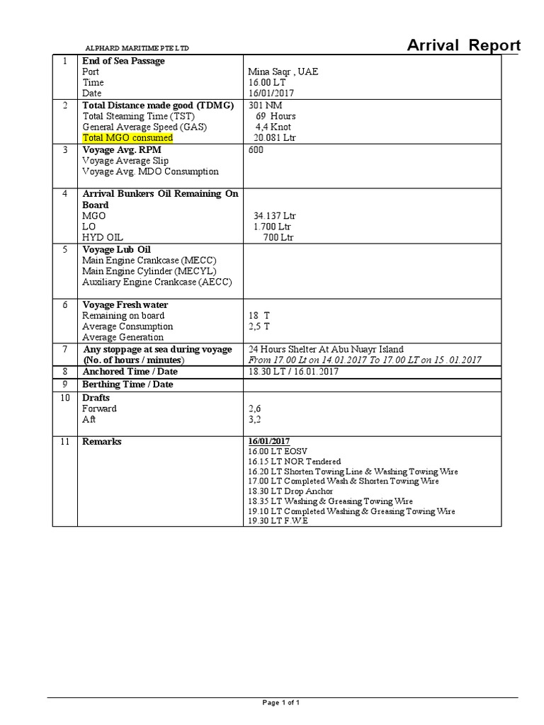 Arrival Report Mina Saqr 16.01.2017 | PDF