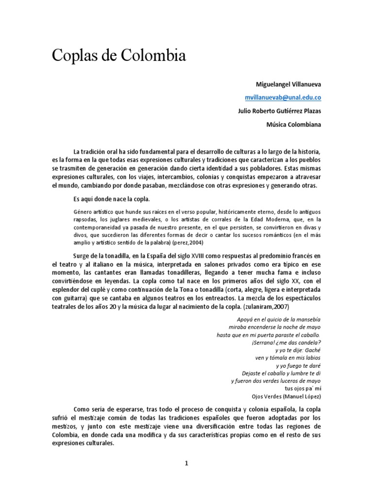 Las Coplas de Colombia | PDF