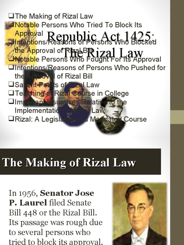 Re Public A CT 1425: The Rizal Law | PDF | Philippines | Religion And ...