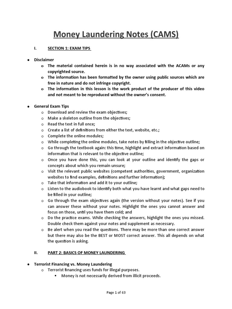 Money Laundering Exam Preparation Guide | PDF | Money Laundering | Banking