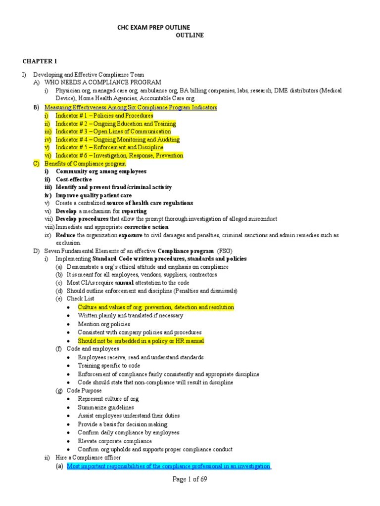 CHC Exam Outline | PDF | Regulatory Compliance | Medical Prescription