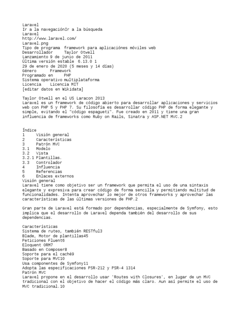 Laravel | PDF | Aplicación web | Desarrollo web
