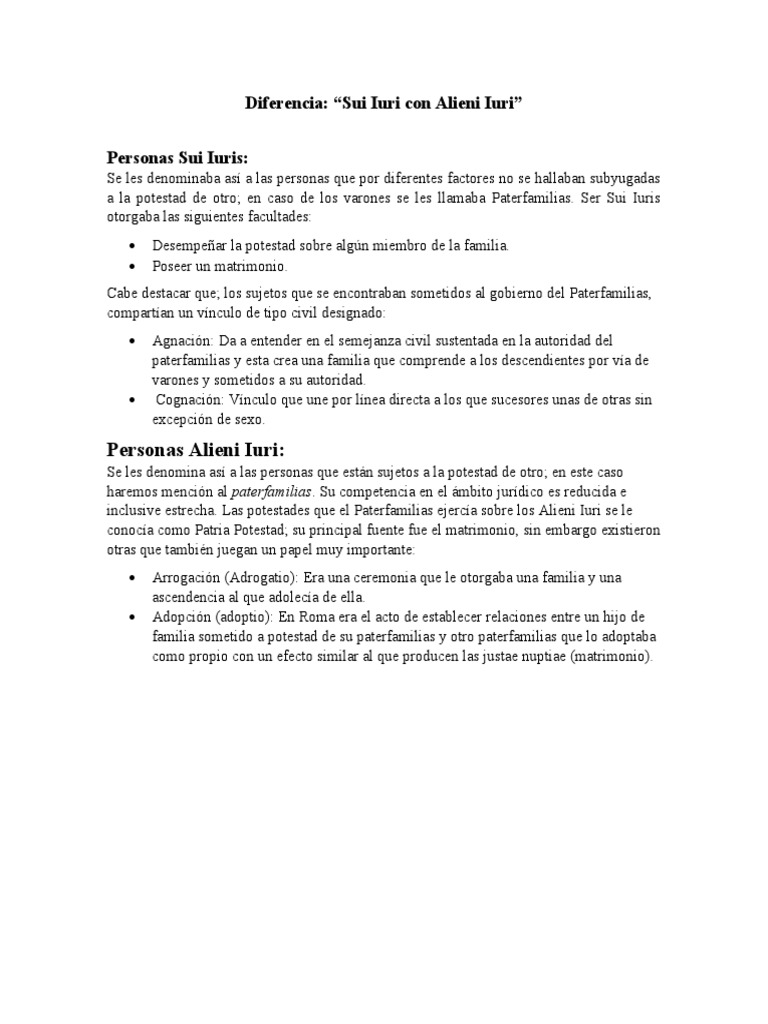 Diferencias Sui Iuris y Alieni Iuri | PDF | Matrimonio | Instituciones ...