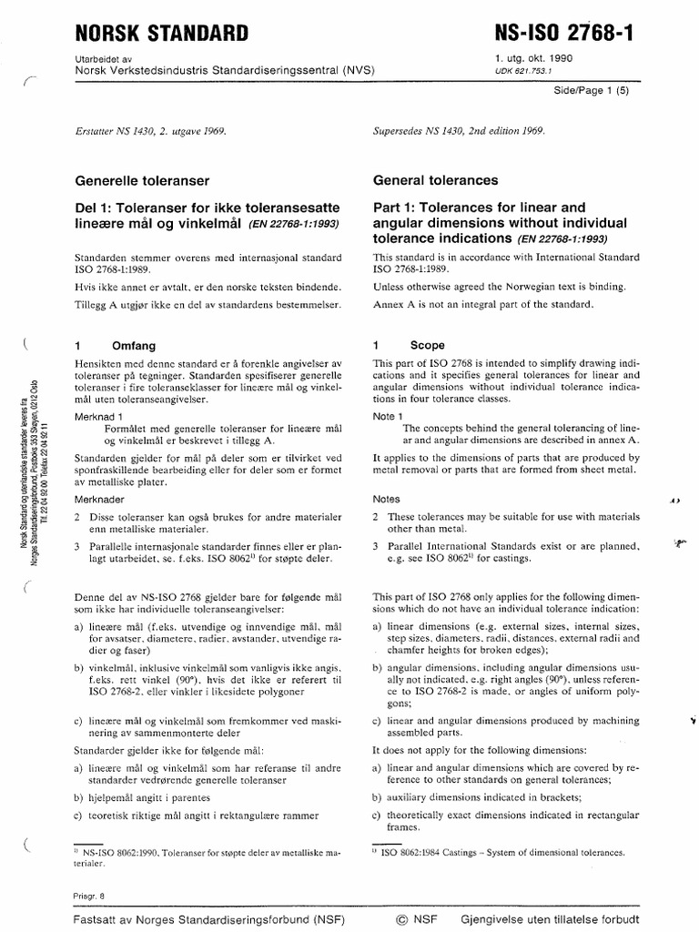 NS Iso 2768 1 | PDF