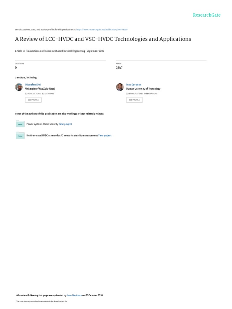 ReviewOf - LCC - and - VSC - TechnologiesAndApplications | PDF | High ...