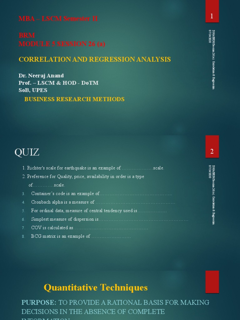 26 Correlation And Regression Analysis Pdf Correlation And Dependence Coefficient Of
