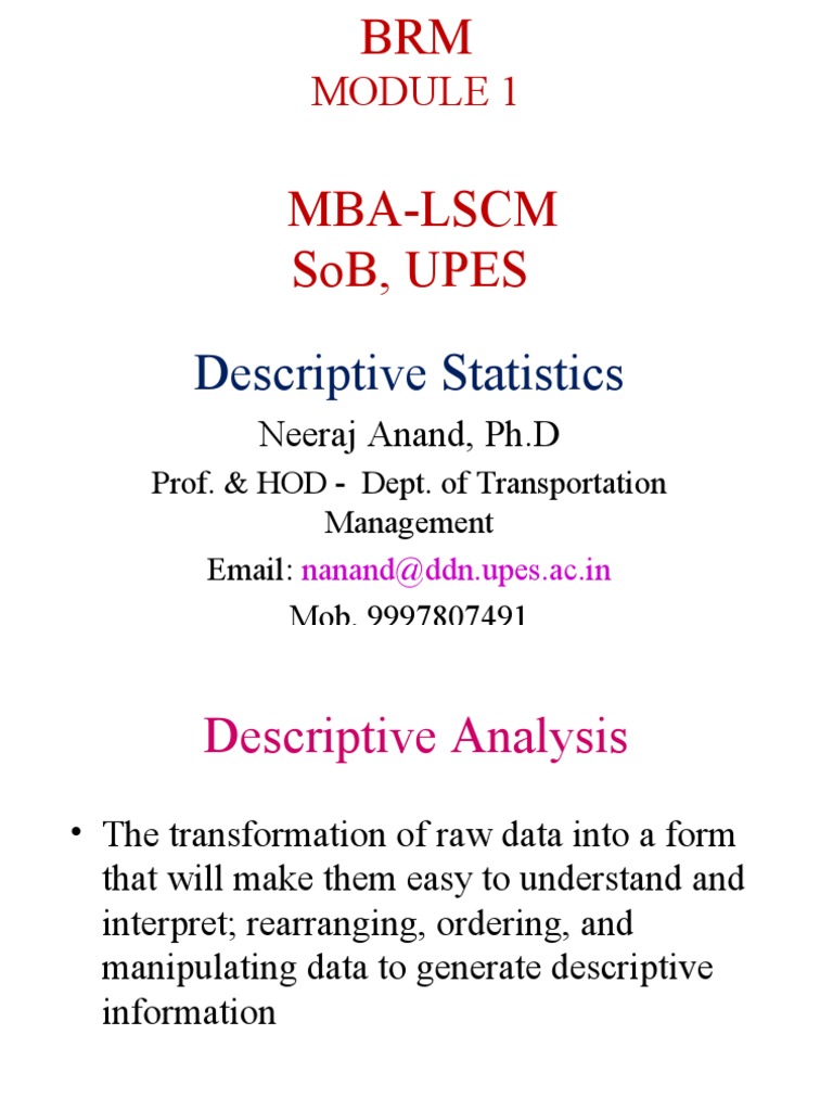 26.1 - Descriptive Statistics, Data Analysis | PDF | Level Of Measurement | Analysis