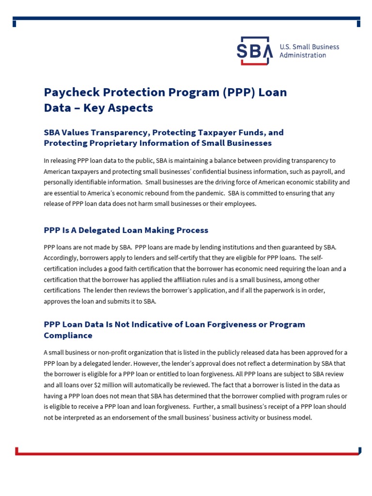 PPP Loan Data - Key Aspects | Download Free PDF | Loans | Business