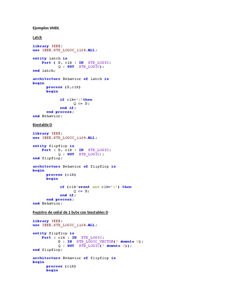 Ejemplos VHDL Latch: Ieee Ieee STD - LOGIC - 1164 | Download Free PDF | Array Data Structure ...