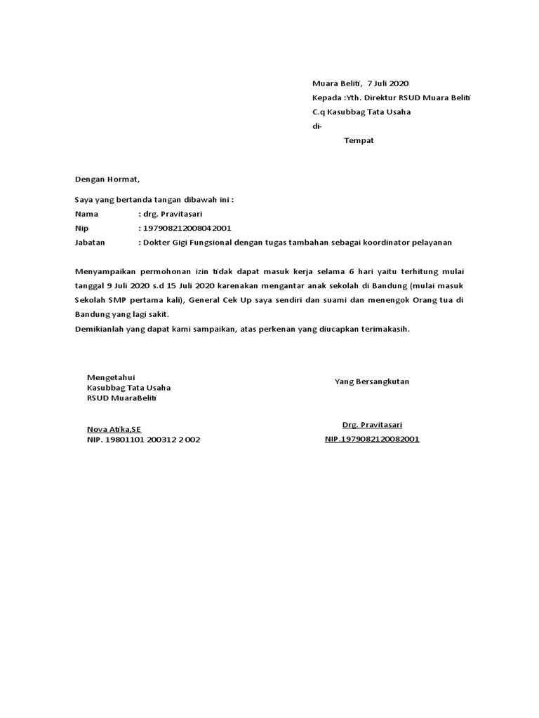 Contoh Surat Izin Resmi Terbaru | PDF