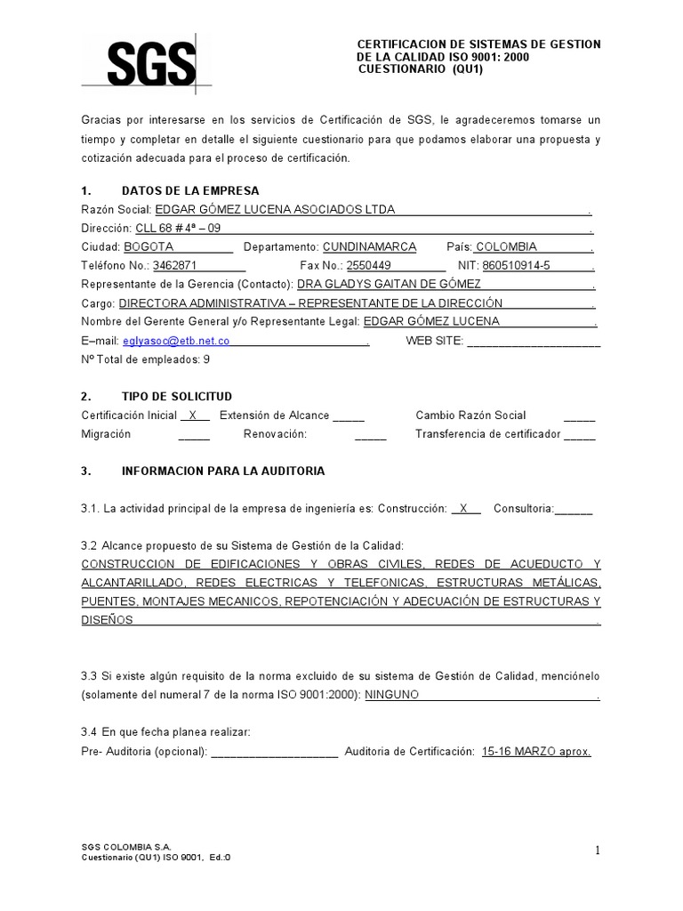 SGS Formato | PDF | Evaluación | Business
