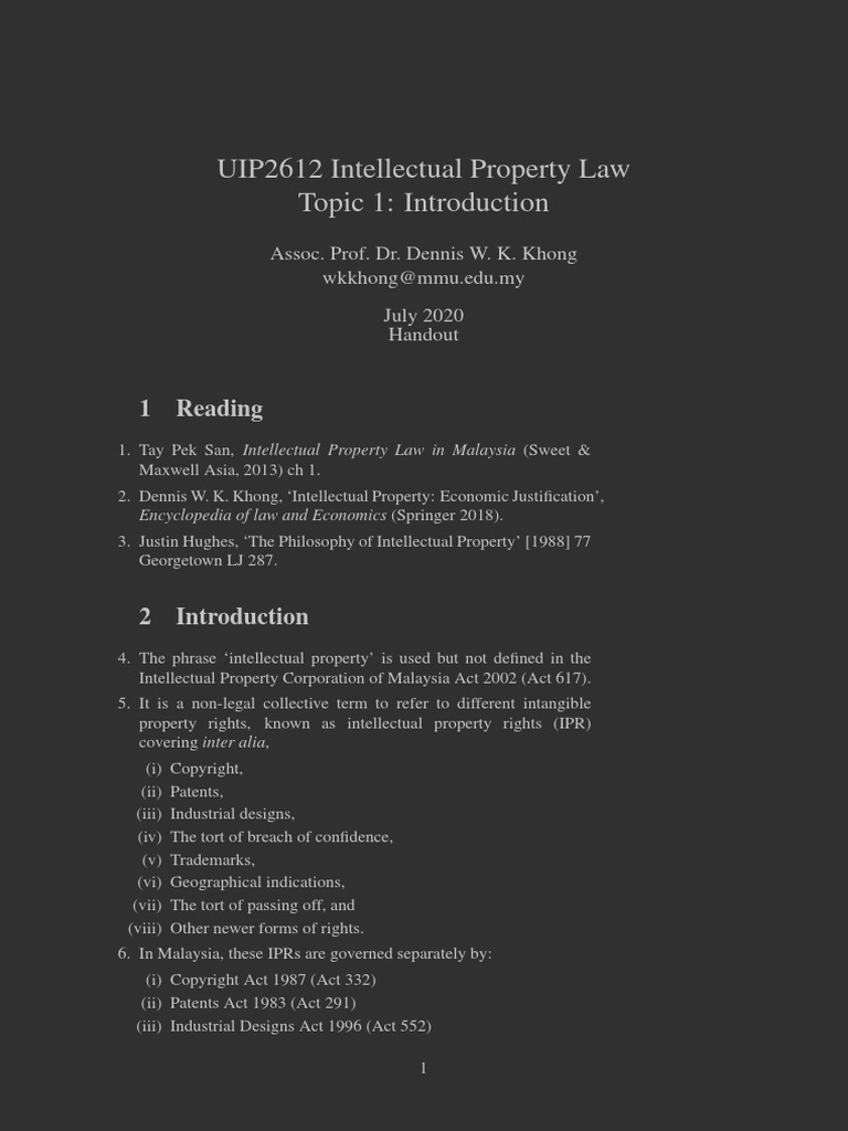 UIP2612 - Topic 1 - Introduction - Handout - Darkmode | PDF ...