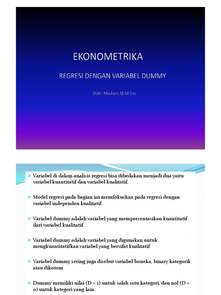 Analisis Regresi dengan Variabel Dummy | PDF