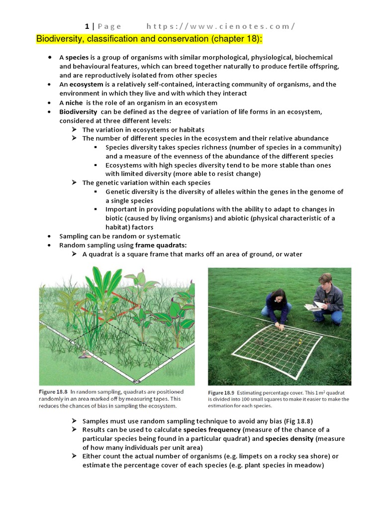 Biodiversity Classification and Conservation Genetic Engineering PDF ...