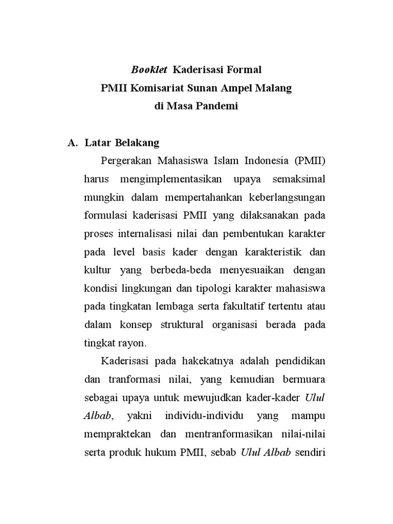 BOOKLET Kaderisasi Formal Sunan Ampel-1 | PDF BOOKLET Kaderisasi Formal Sunan Ampel-1 | PDF